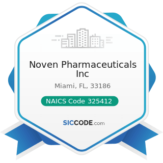 Noven Pharmaceuticals Inc - ZIP 33186, NAICS 325412